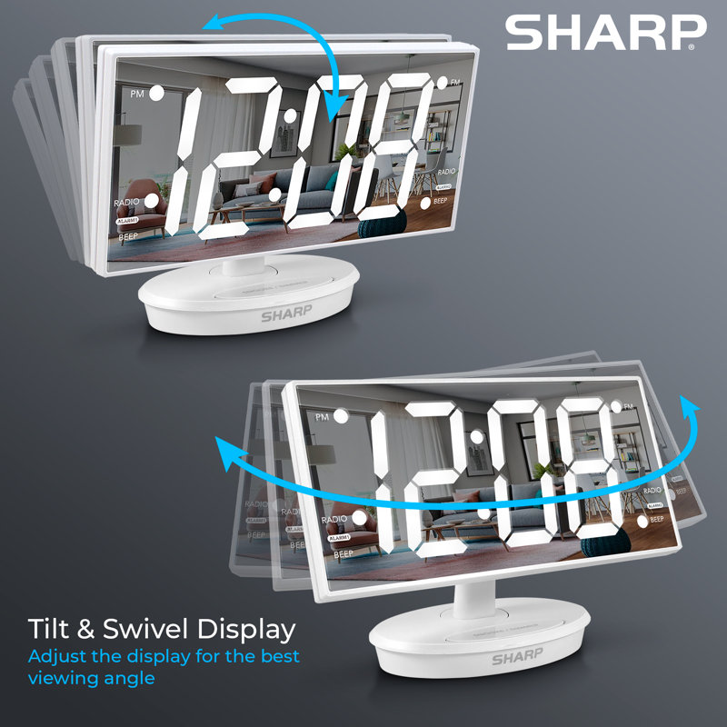 Sharp Digital LED Alarm Clock with Tilt and Swivel Display & Reviews | Wayfair